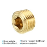 Uxcell 1/8" NPT Brass Hex Countersunk Plugs Counter Sunk Internal Hex Thread Socket Pipe Plugs ...
