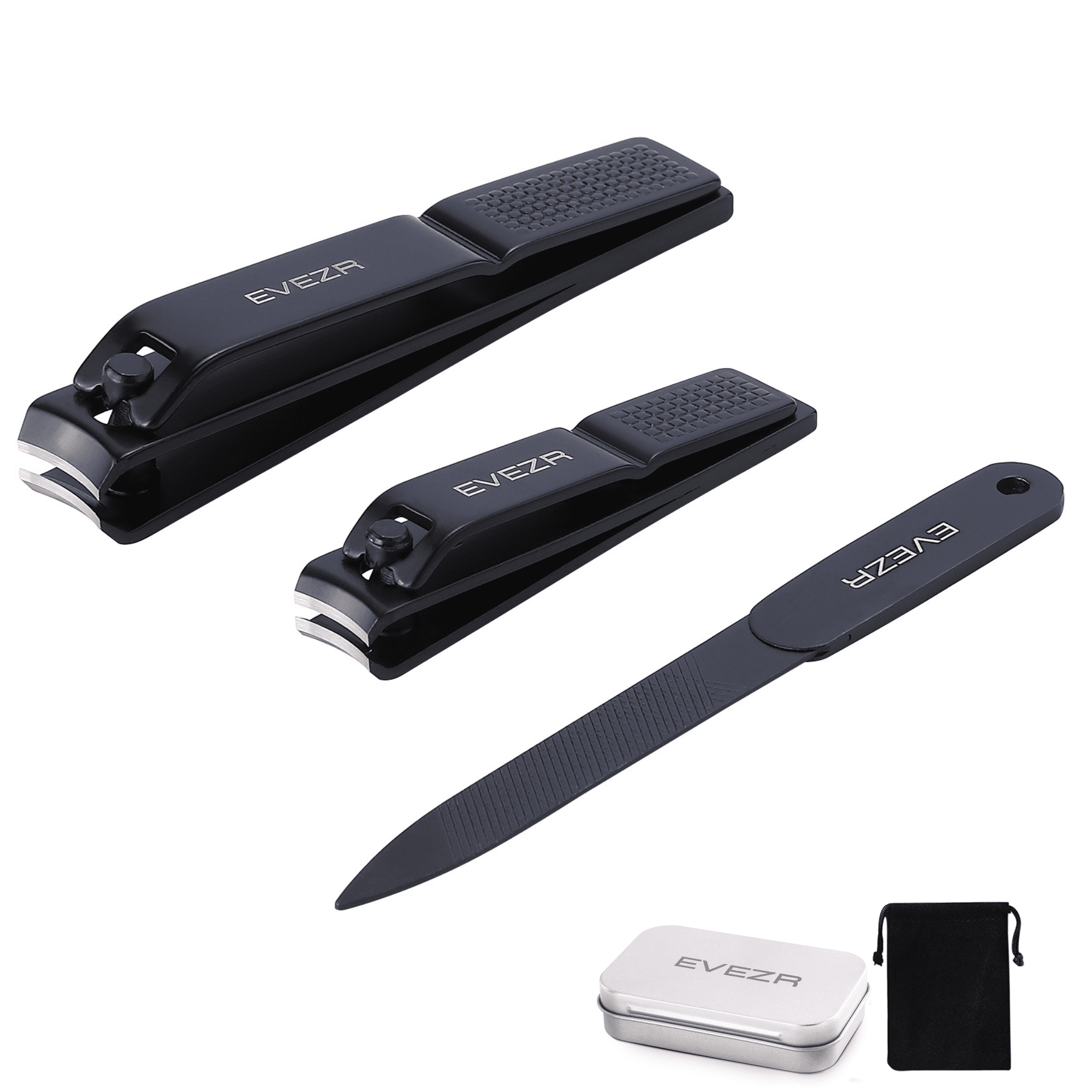 Evezr 3Pcs Stainless Steel Nail Clipper Set - Blk - Walmart.com