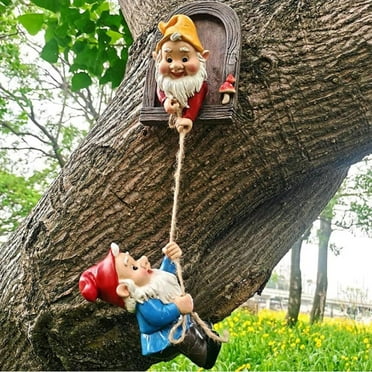 Bits and Pieces Elf Tree Hugger Yard Decorations Tree Sculpture Garden ...