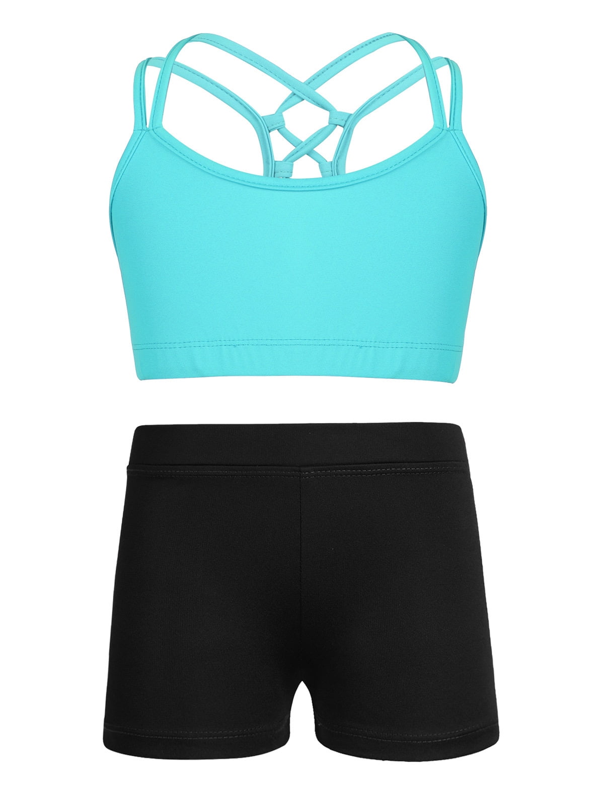 renvena Girls Activewear Set Crop Top with Booty Short Set Yoga ...