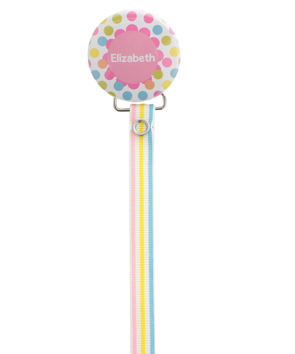 Personalized Name Pink Polka Dot Pacifier Clip - Walmart.com