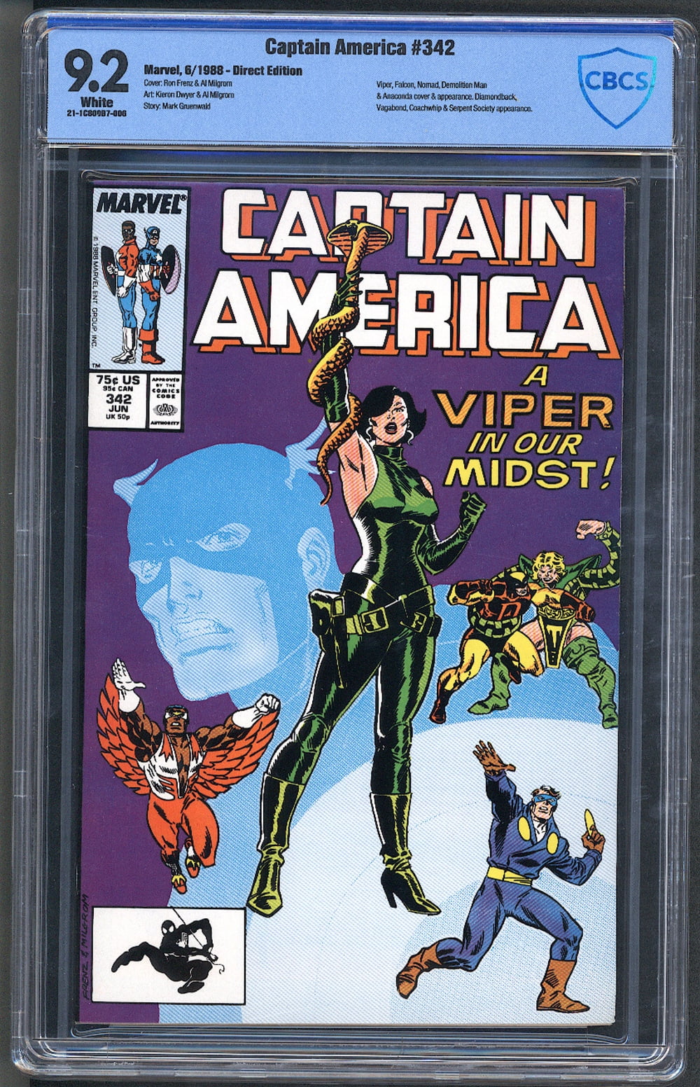 Captain America #342 - CBCS 9.2 Comic Book - Walmart.com
