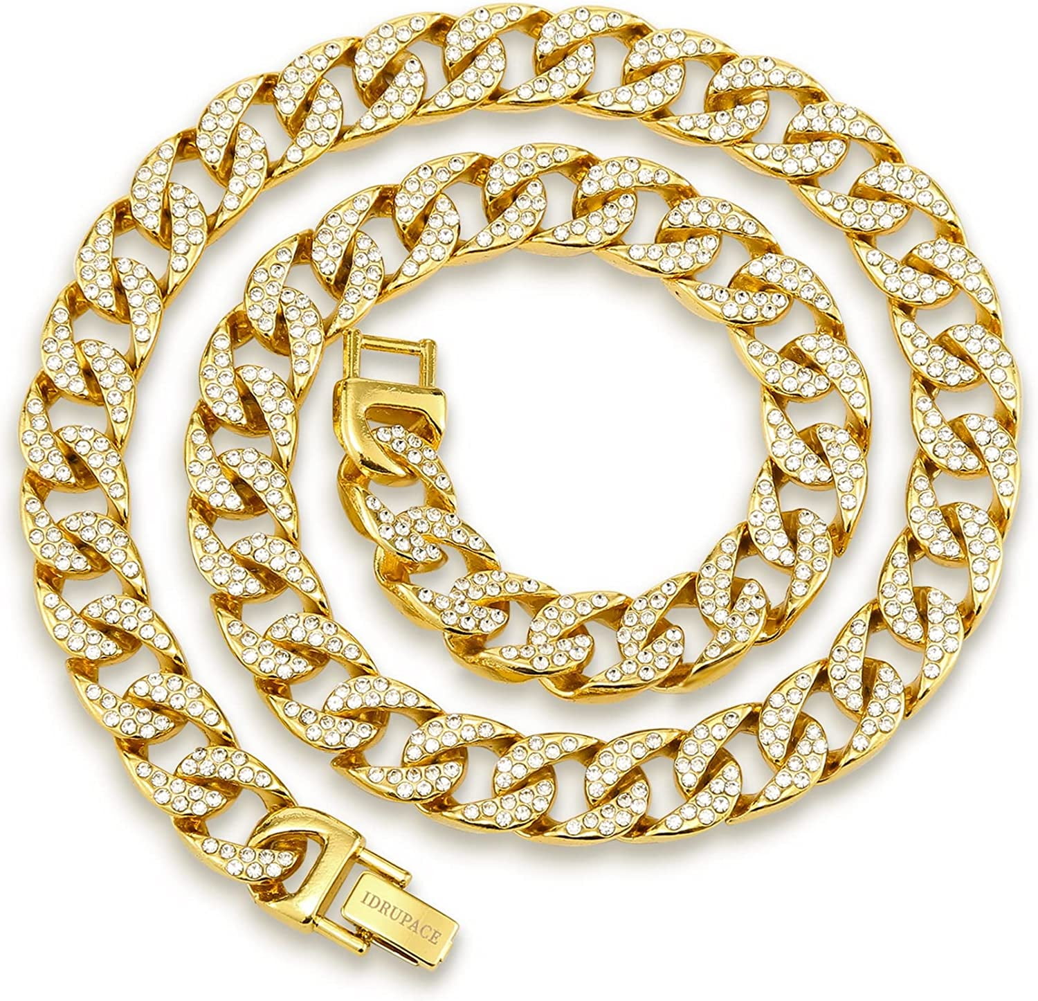 Miami Mens Cuban Link Chain Silver Gold Plated Bling Cuban Necklace ...