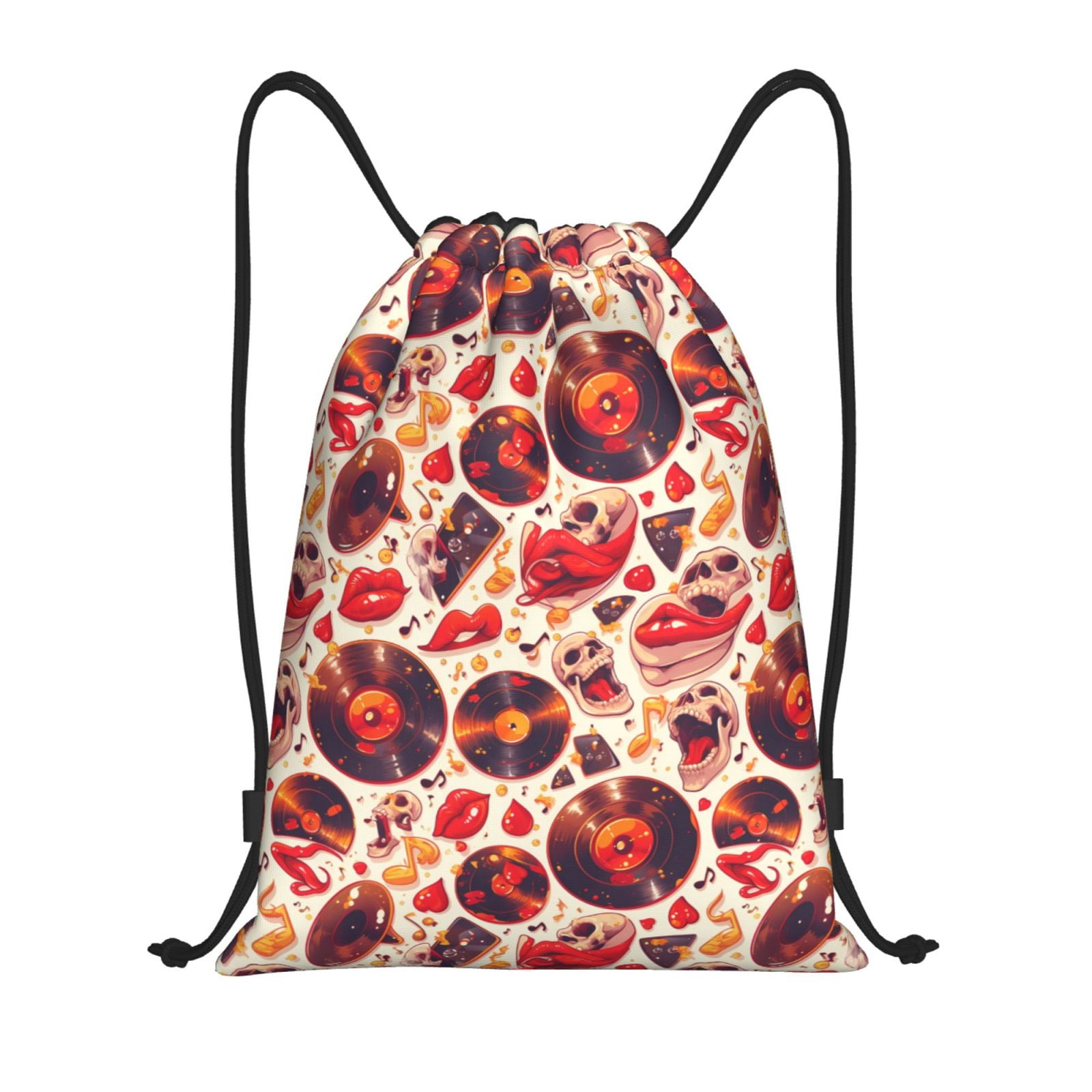Fotbe Skull rock record music heart Bolsa Mochila con Cordón Estampada ...