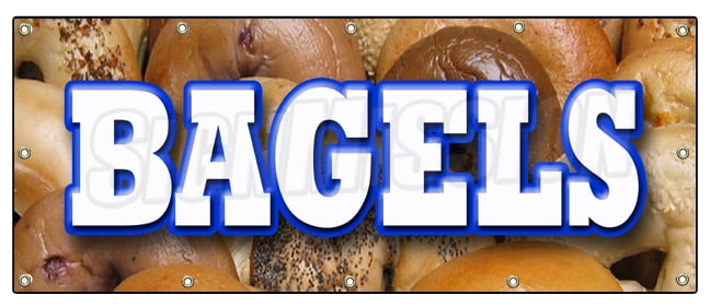 48"x120" BAGELS BANNER SIGN fresh made bagel shop deli signs hot bakery ...