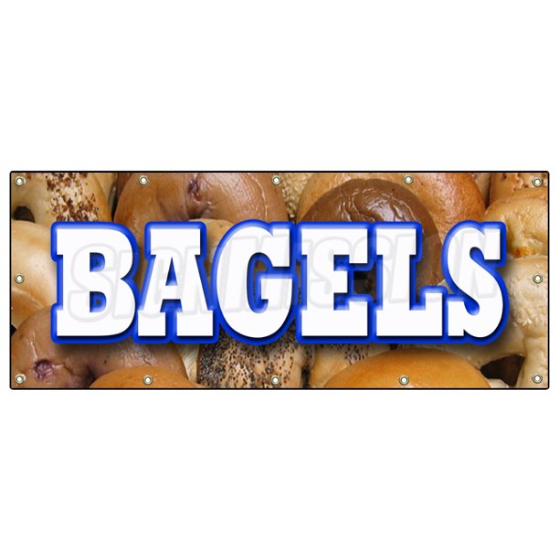 48"x120" BAGELS BANNER SIGN fresh made bagel shop deli signs hot bakery ...