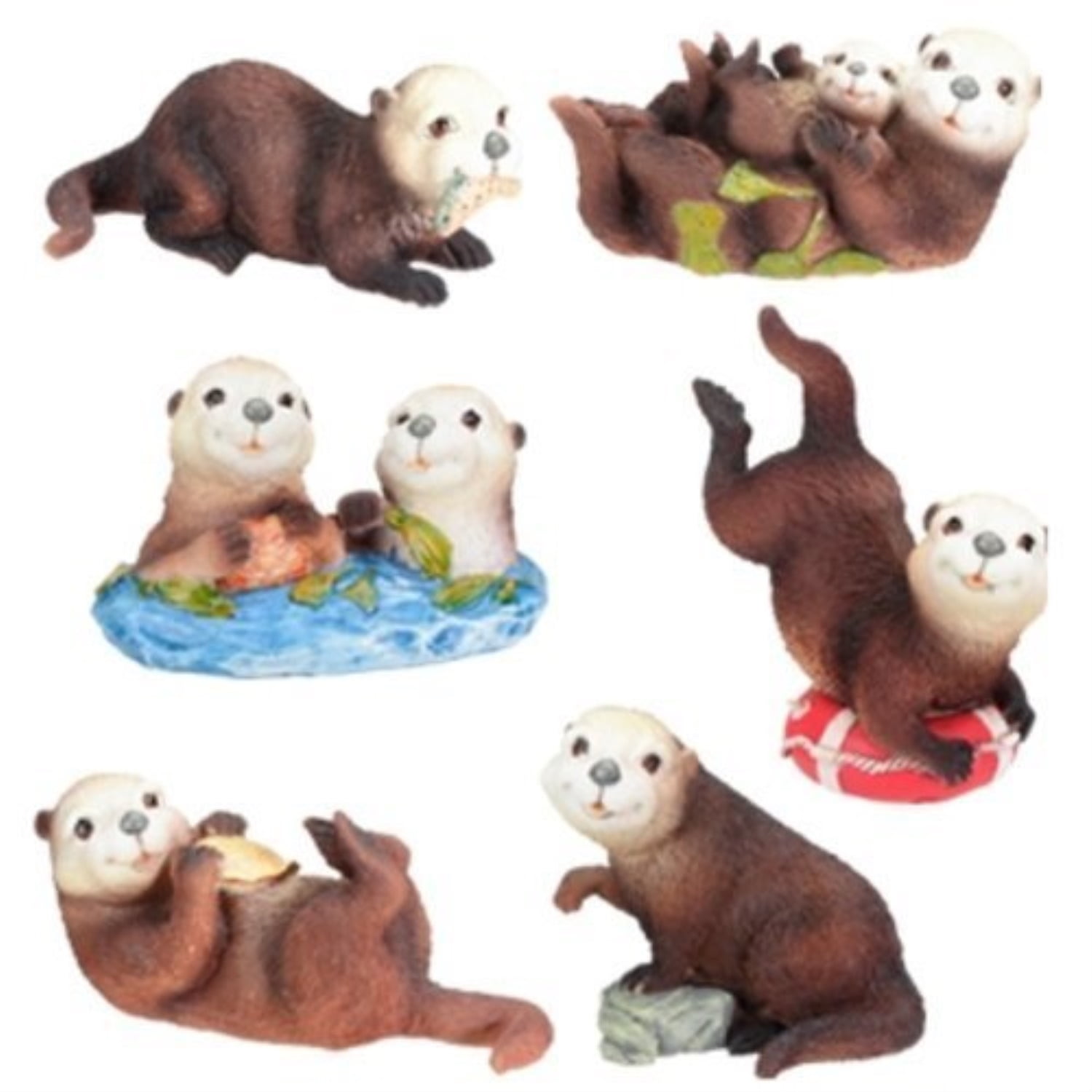 ytc sea otters (set of 6) - collectible figurine statue sculpture ...