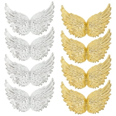 12PCS 3" 3D Mini White Feather Plastic Angel Wings Small Christmas Tree ...