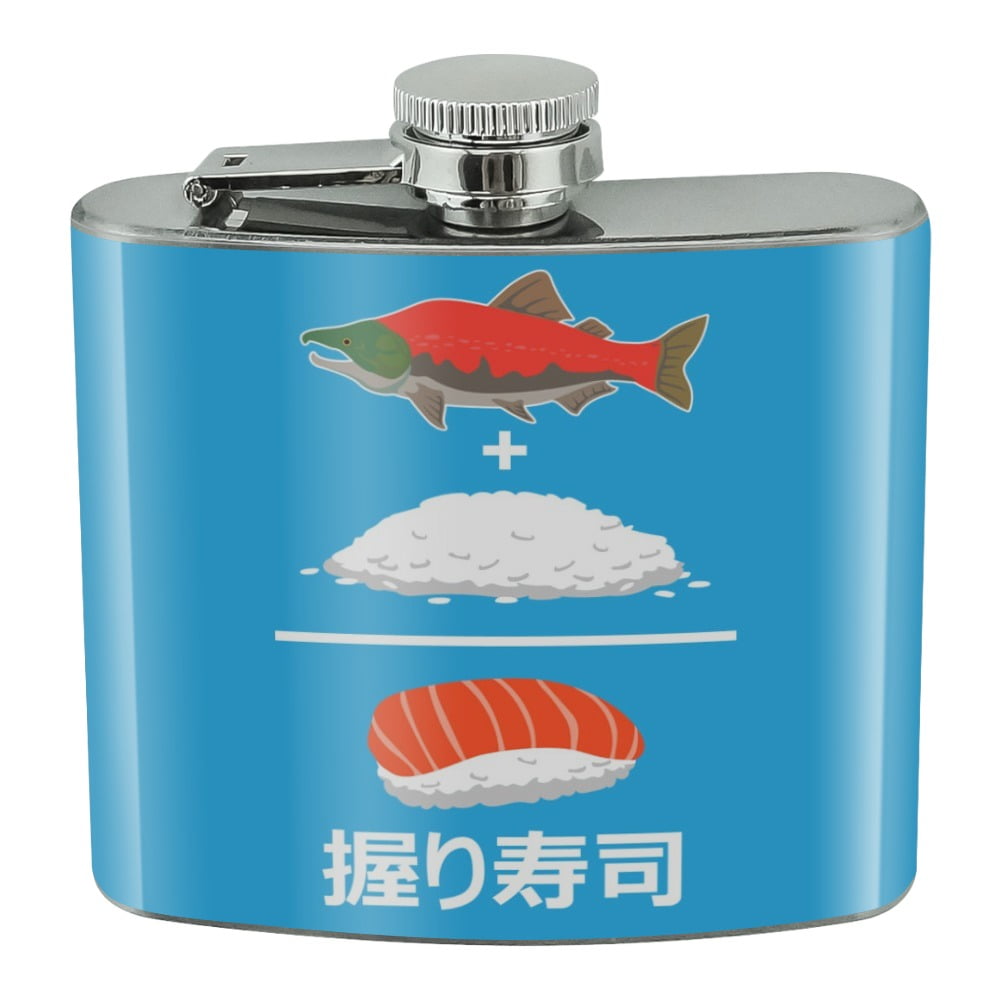 Salmon Plus Rice Equals Sushi Nigiri Stainless Steel 5oz Hip Drink ...