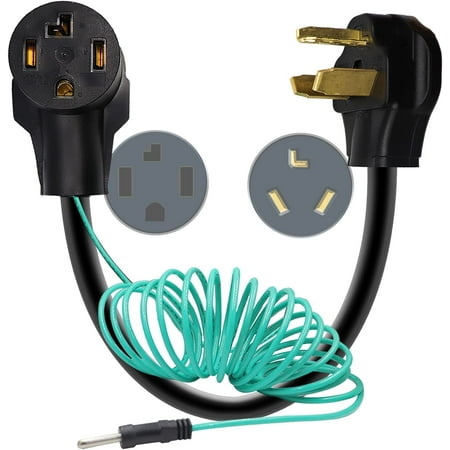 Clothes Dryer Plug Adapter Cord with Ground Wire， NEMA 10-30P Male to ...