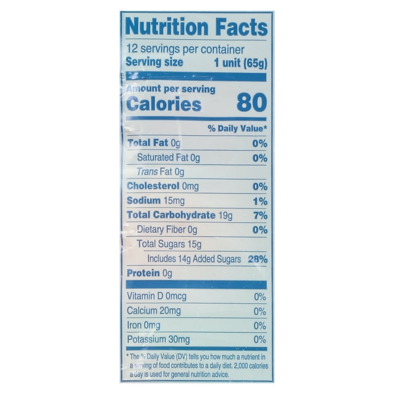 Sherbet Nutrition Label For Lemon