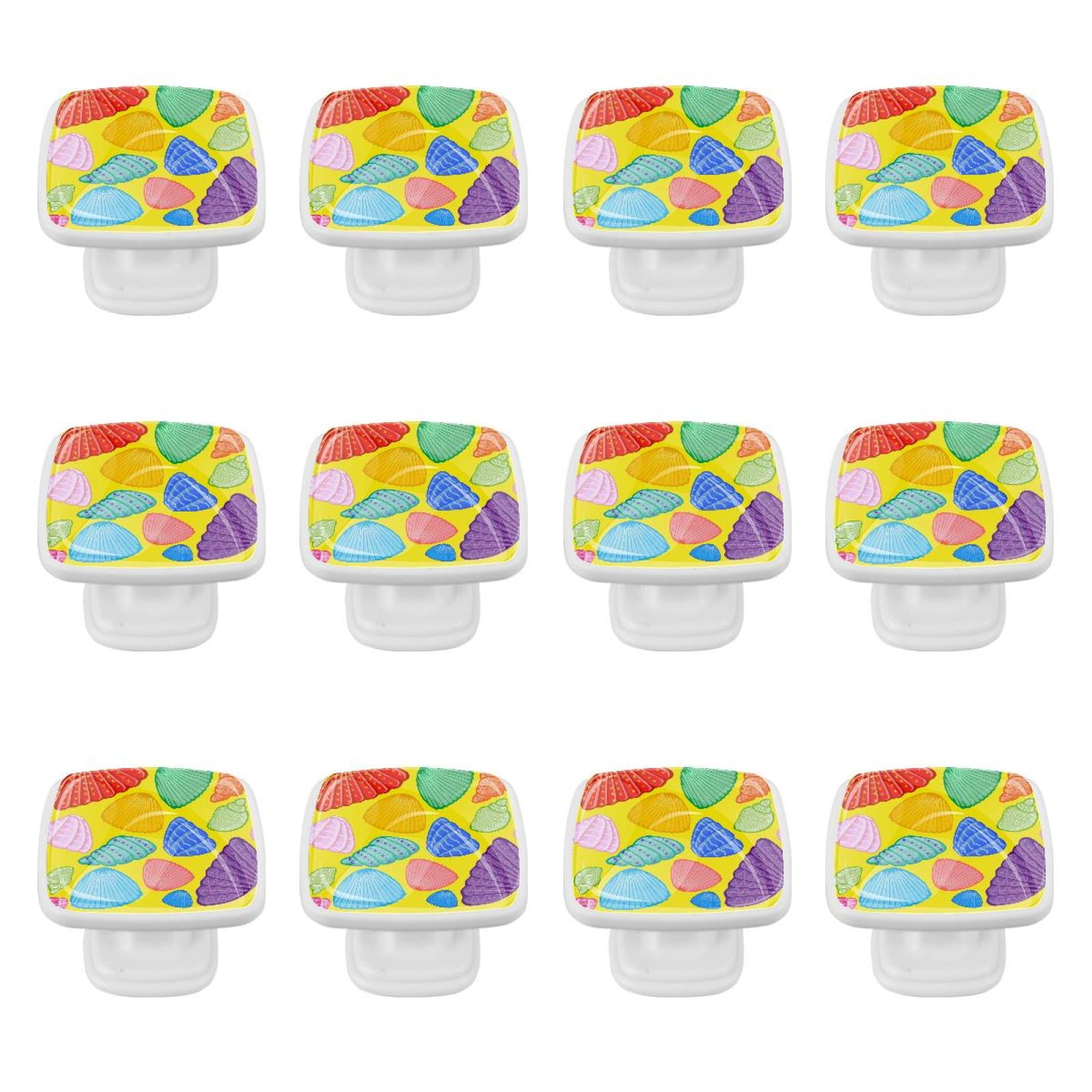 12 Pieces Drawer Pulls Handle Square Wardrobe Cabinet Sea Shells Knobs ...