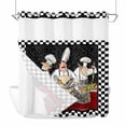 Abstract No Hook Shower Curtain with Snap in Liner, Cartoon Style Chef ...
