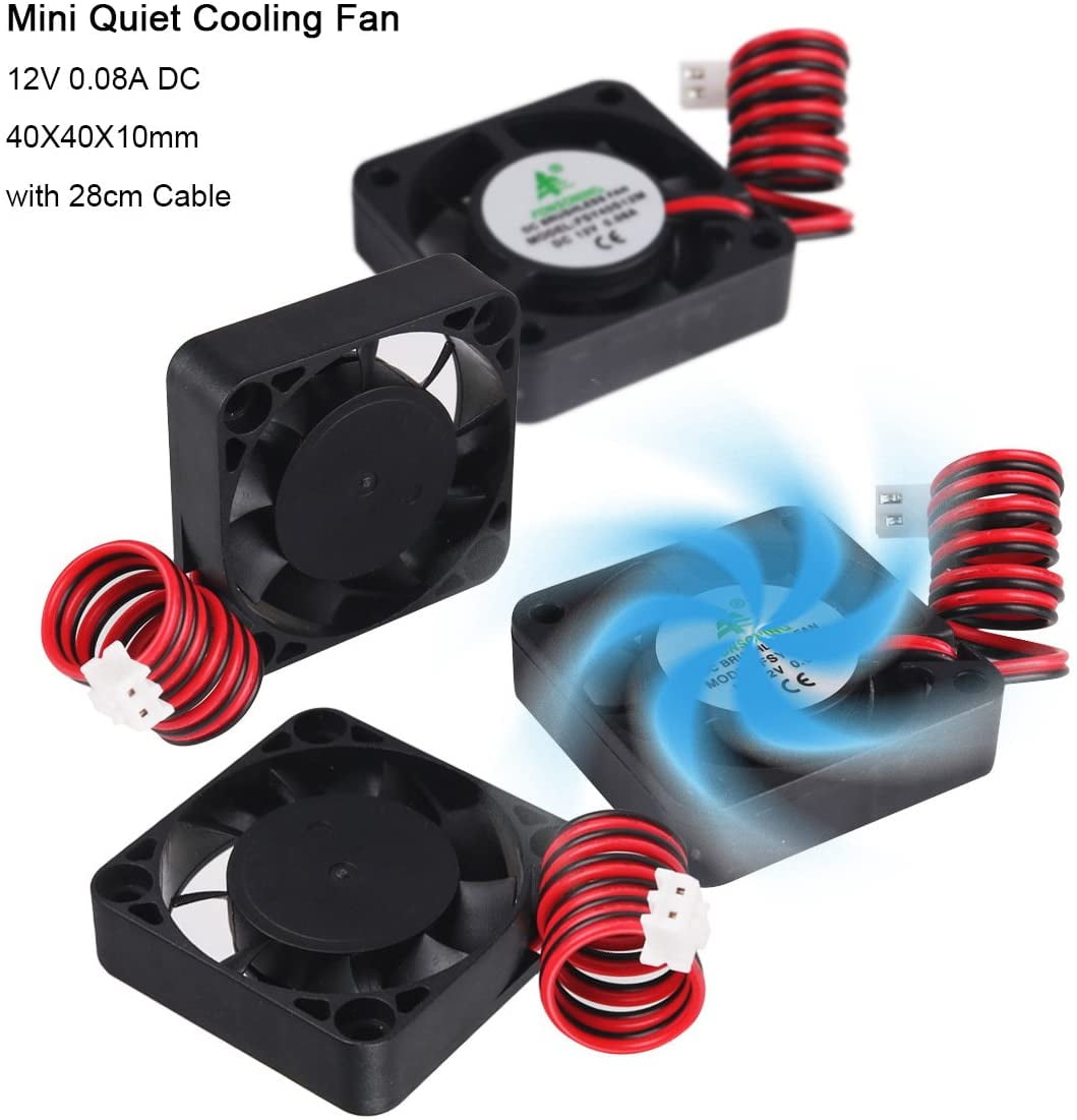 LiteBee 4pcs 3D Printer Fan 40mm 12V 0.08A DC Mini Quiet Cooling Fan W ...