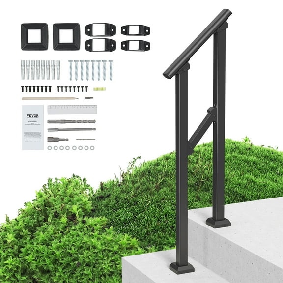 VEVOR Handrails for Outdoor Steps, 5 Step Stair Hand Rail Kit ...