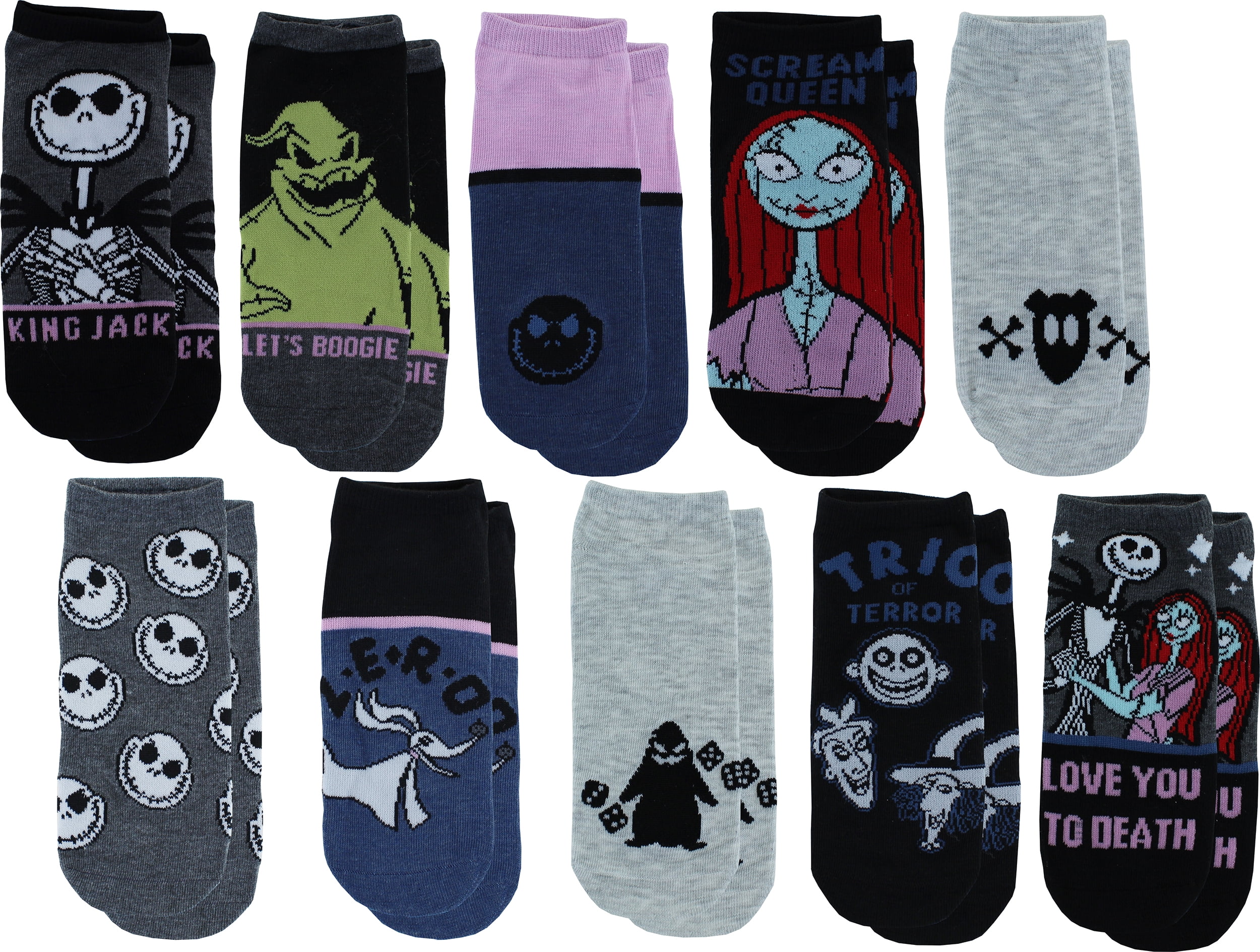 Nightmare Before Christmas Let's Boogie Womens Sock Set, 10-Pack, Shoe ...