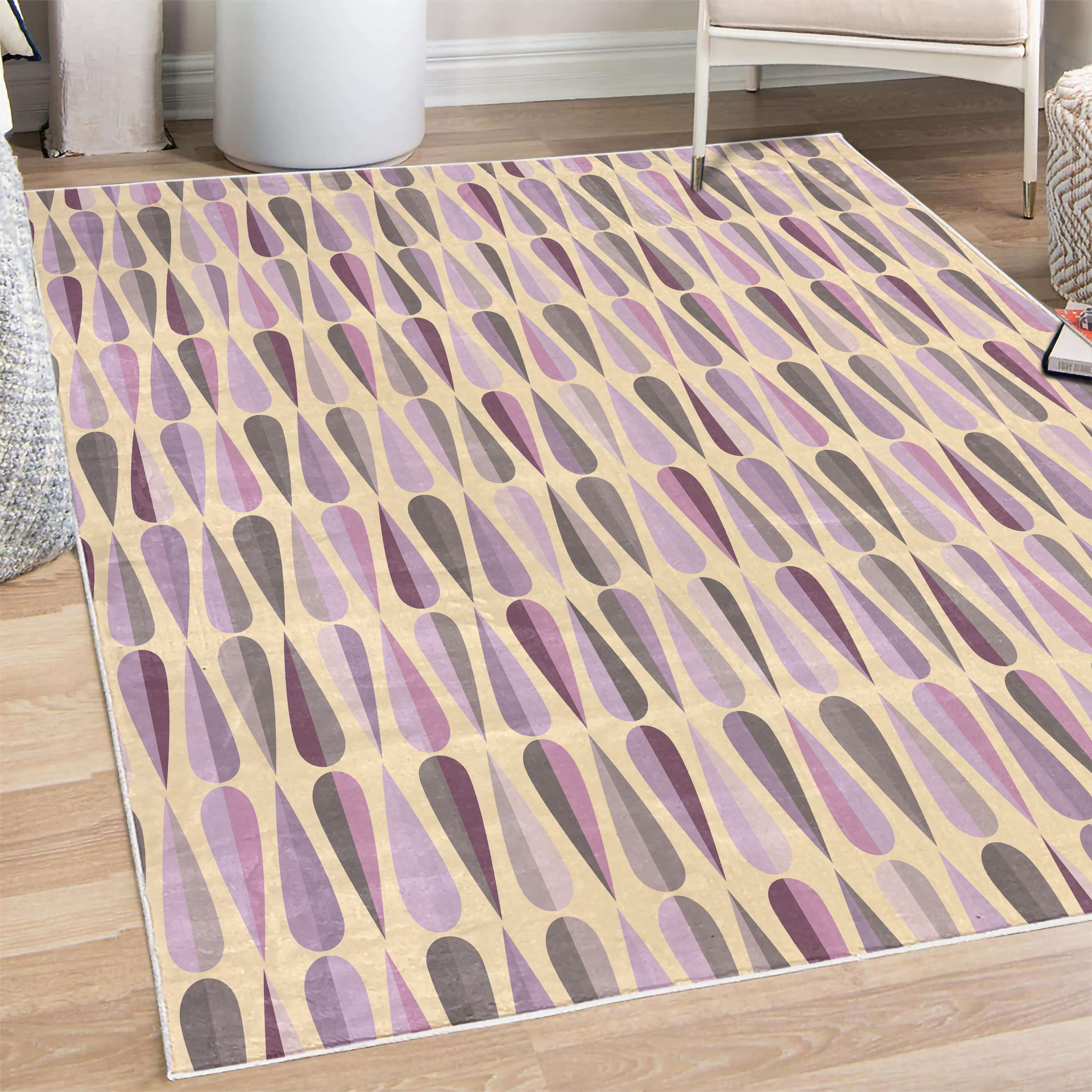 Retro Decorative Rug, Sixties and Seventies Style Geometric Round ...