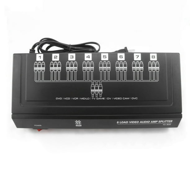 8 in 1 Out 3 RCA AV Audio Video Splitter Amplifier for Cable Box DVD ...