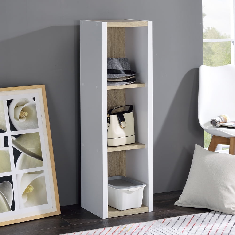 3 Shelf Two-Color Bookcase, Thick Particle Board Book Shelf Stackable ...