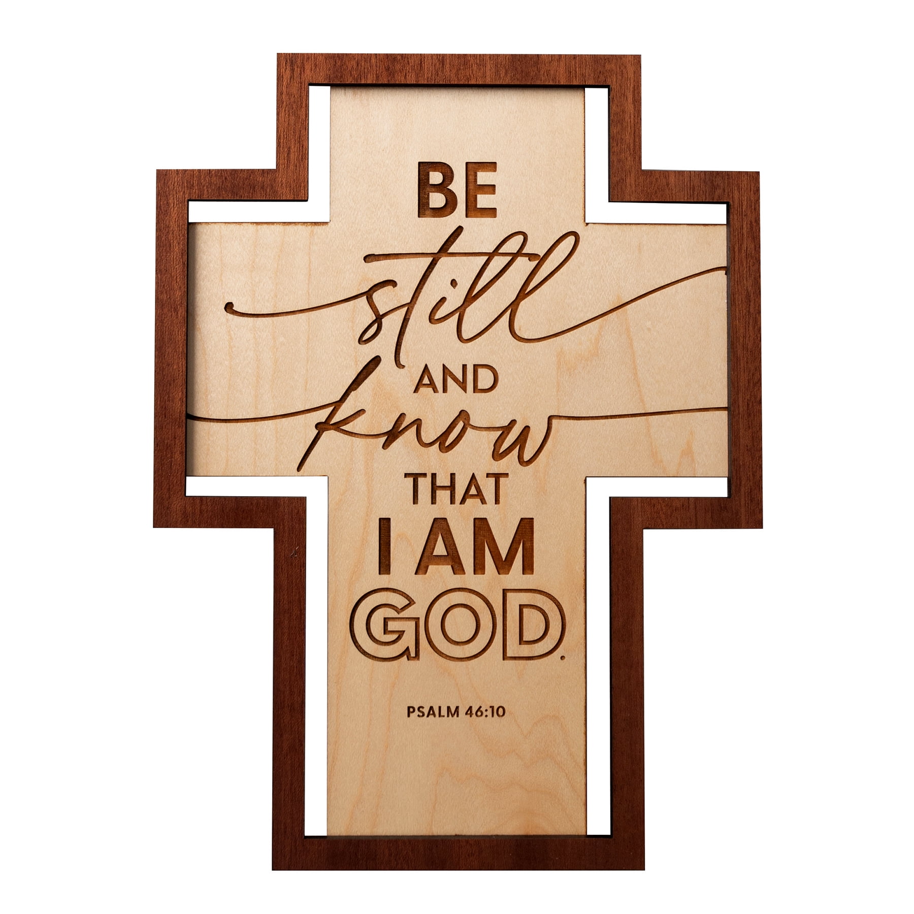 Dexsa Be Still Inspirational Laser-Cut Wood Cross Plaque 7.5 inches x ...