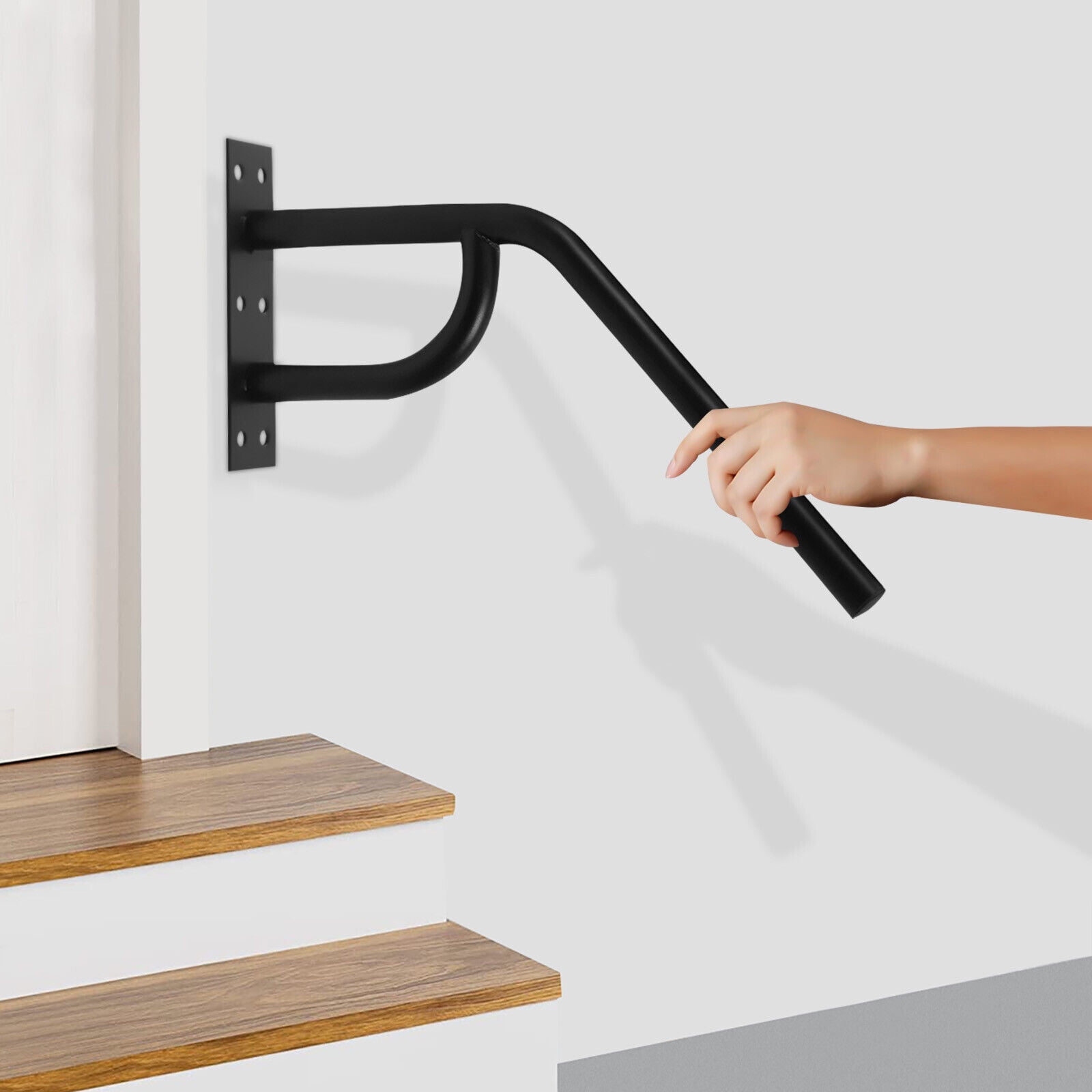 Wall-Mounted Black Handrail for Outdoor Steps Stair Handrail Stair ...