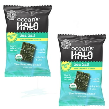 (20 pack) Ocean's Halo, Organic Trayless Seaweed Snack, Sea Salt, Vegan ...