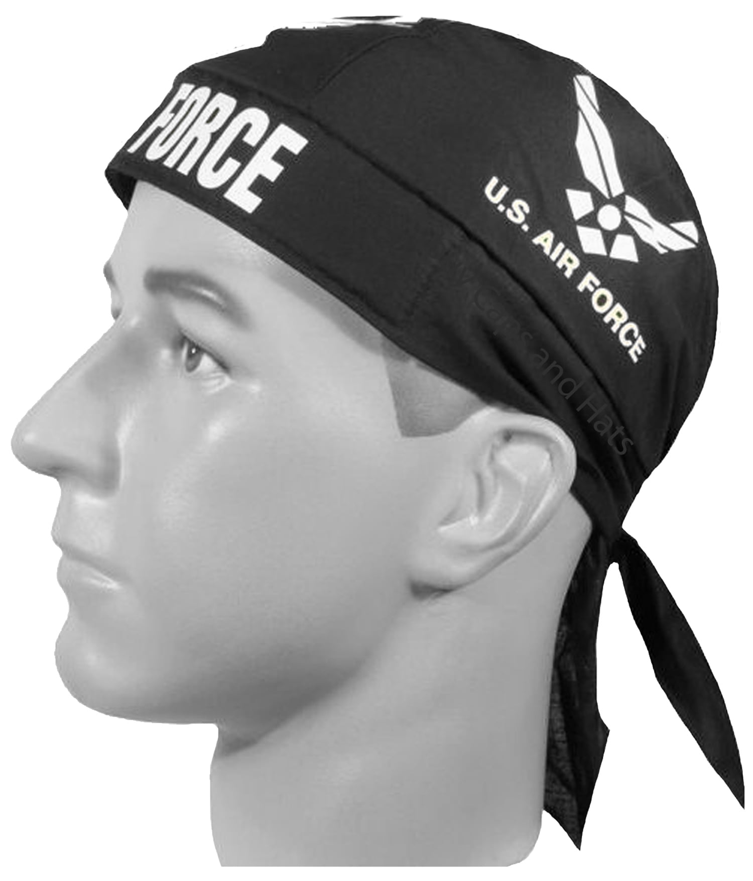 Air Force Doo Rag Cap with Sweatband Black Cotton Durag Bandana ...