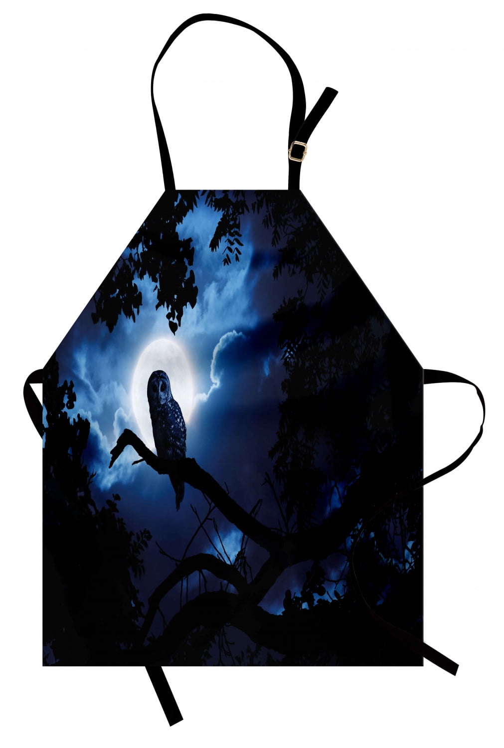 Night Apron Quiet Night in the Woods Full Moon Tall Trees and Owl on ...