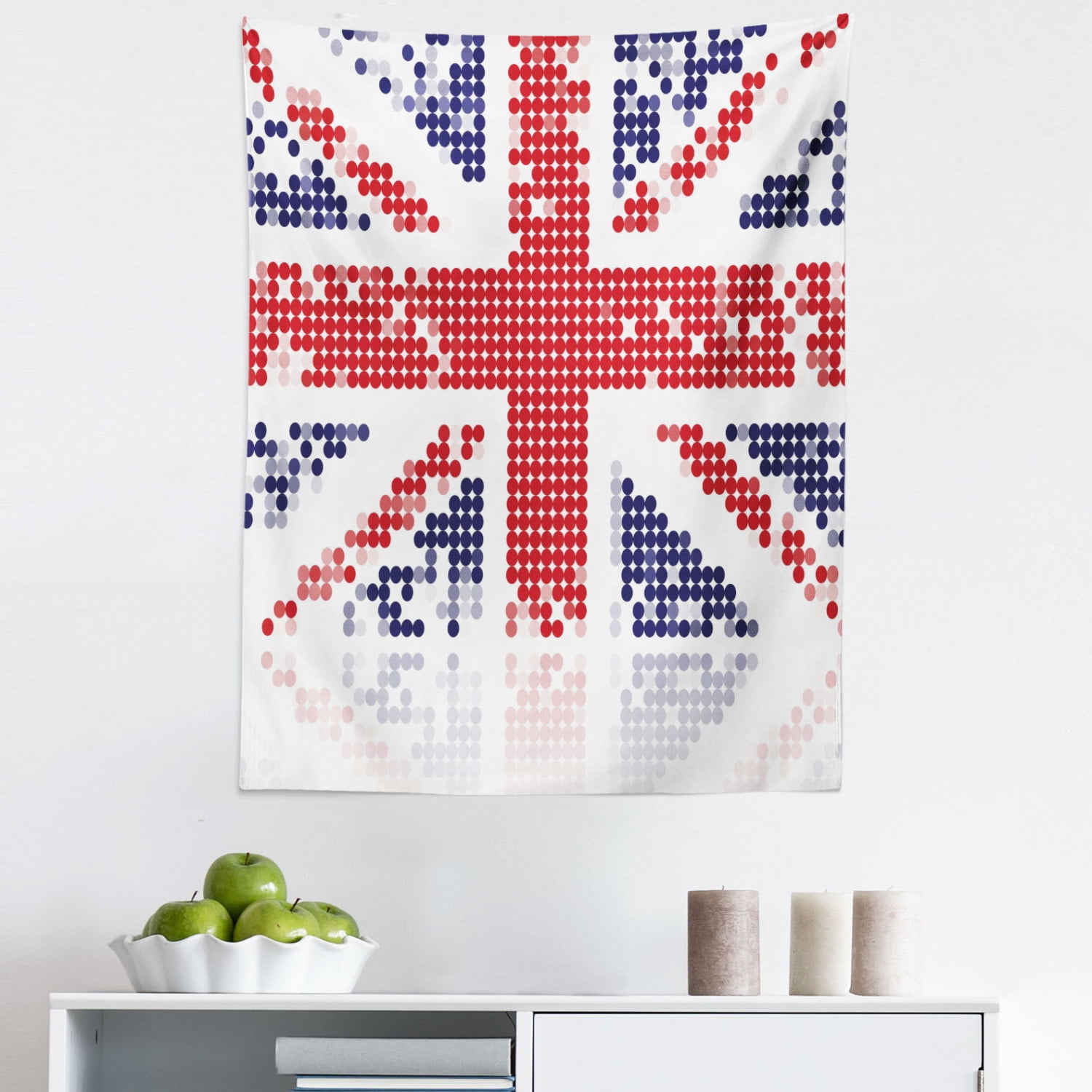 British Tapestry, Grunge United Kingdom Flag with Dot Circle Effects ...