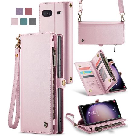 Google Pixel 7 5G Case Wallet,Retro PU Leather Strap Wristlet Flip Case ...