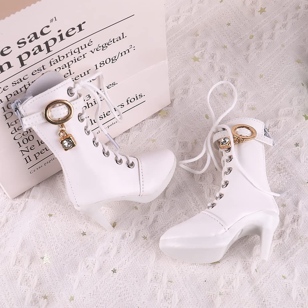 UCanaan Bjd Dolls Shoes, 2.92In-2.94In Length White High Heel Boots for ...