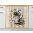 Blue Flowers Cabinet Curtains 11" W x 13" L Vintage Tea Cups Spring ...