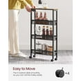 VASAGLE 4-Tier Slim Rolling Cart, Storage Cart, Narrow Cart with Handle ...