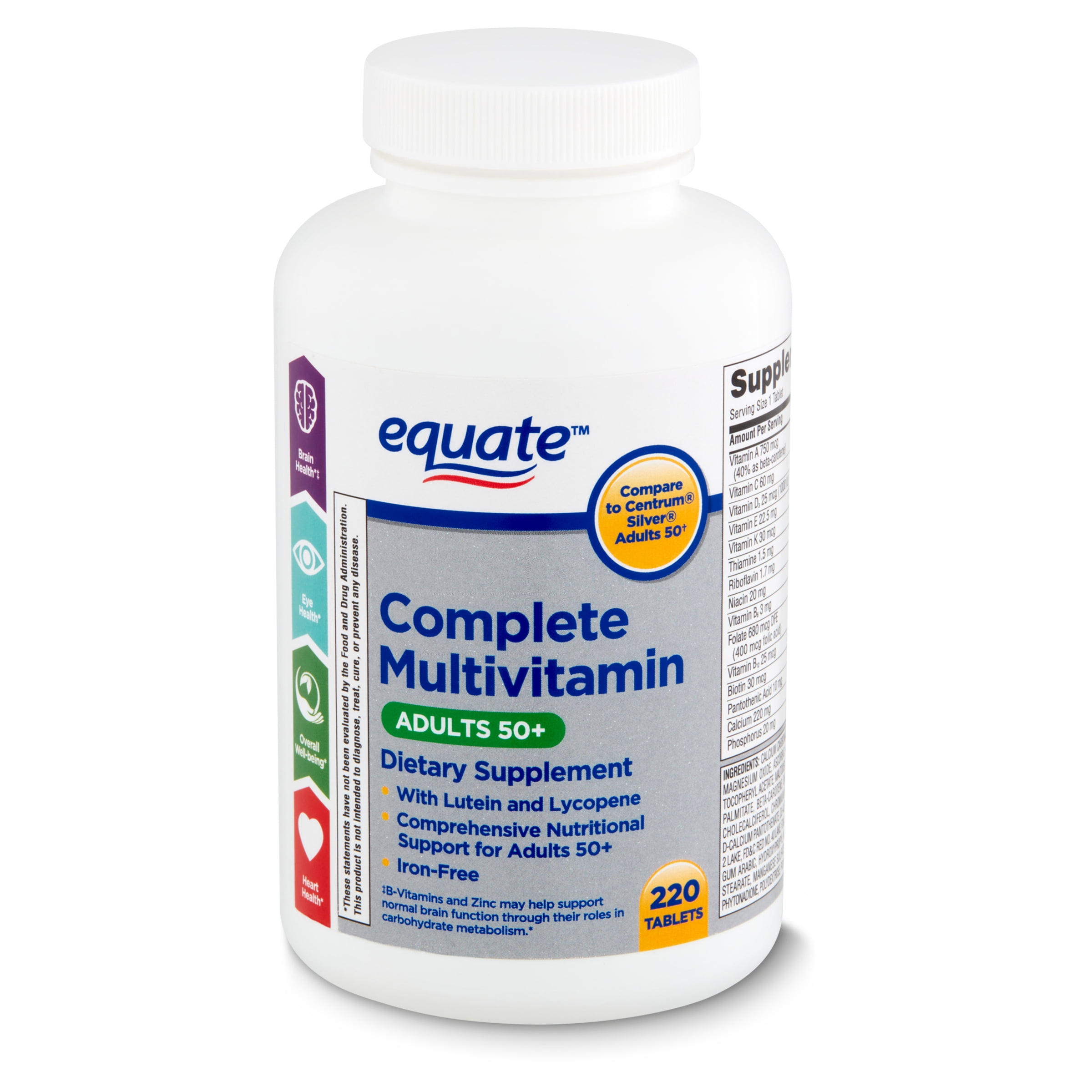 Buy Equate Complete Multivitamin/Multimineral Supplement Tablets ...