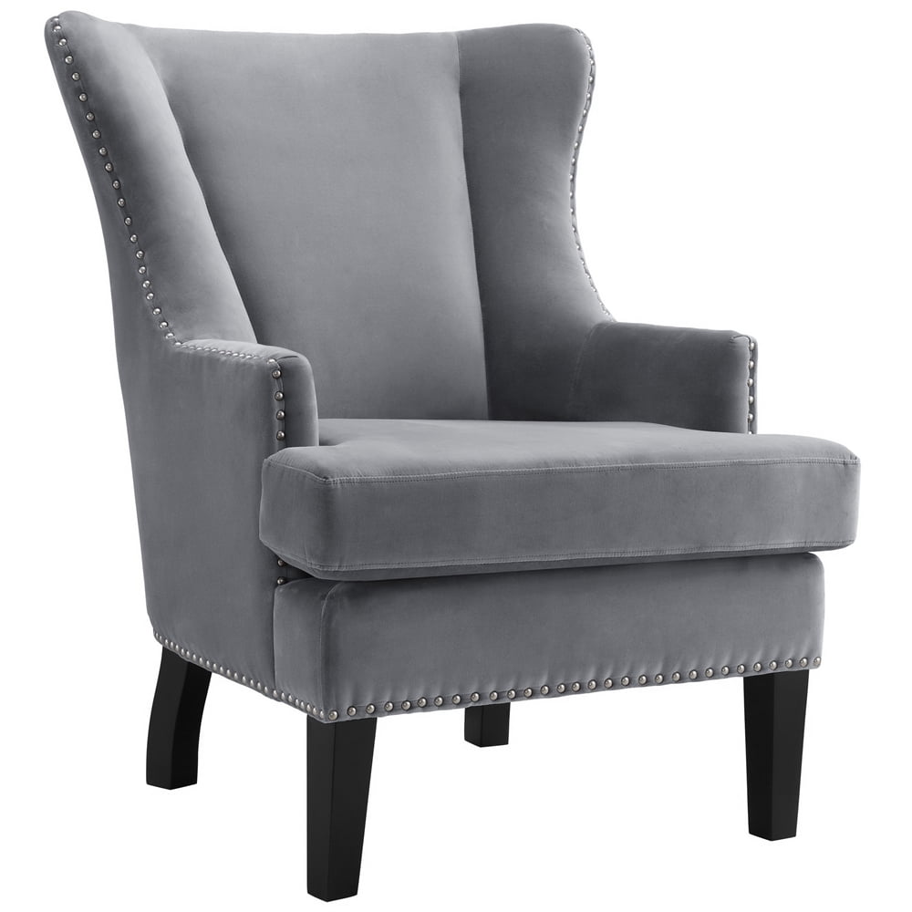 Soho Grey Velvet Wing Chair - Walmart.com