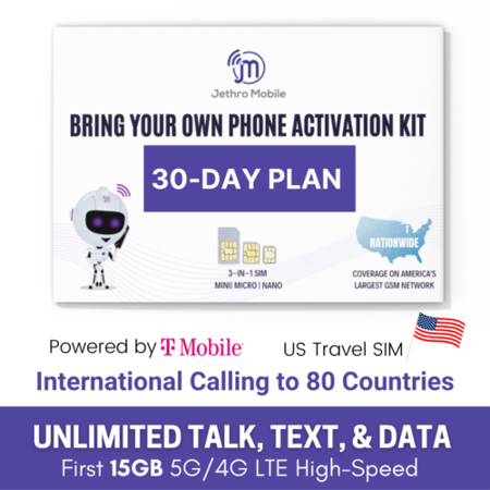 Jethro US Travel Smartphone Plan 15GB Sim Kit | Walmart Canada