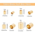 40Pcs 4 Style Brass Cord Ends End Caps Long-Lasting Plated Column Real ...