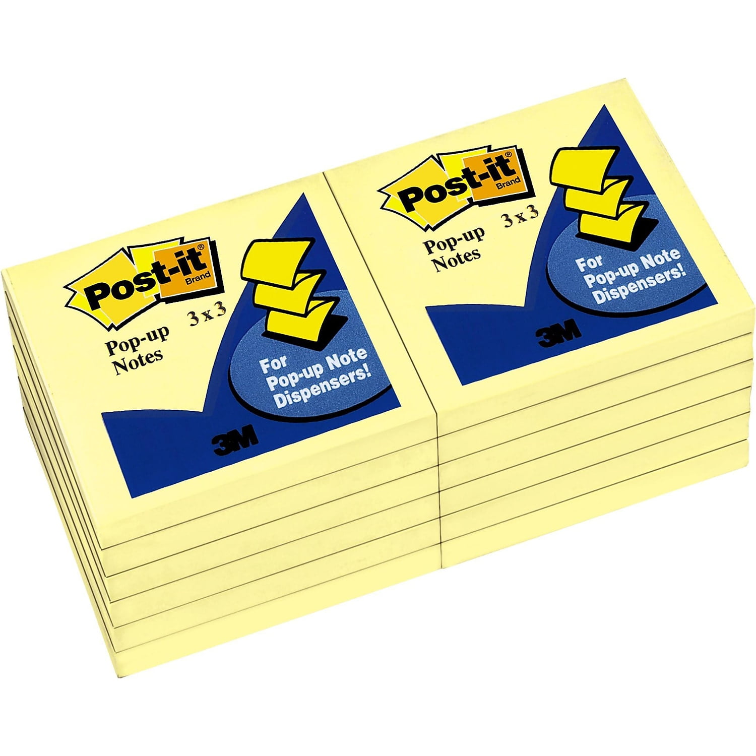 Post-it®, MMMR330YWPK, Notes Yellow Original Pop-up Refills, 12 / Pack ...