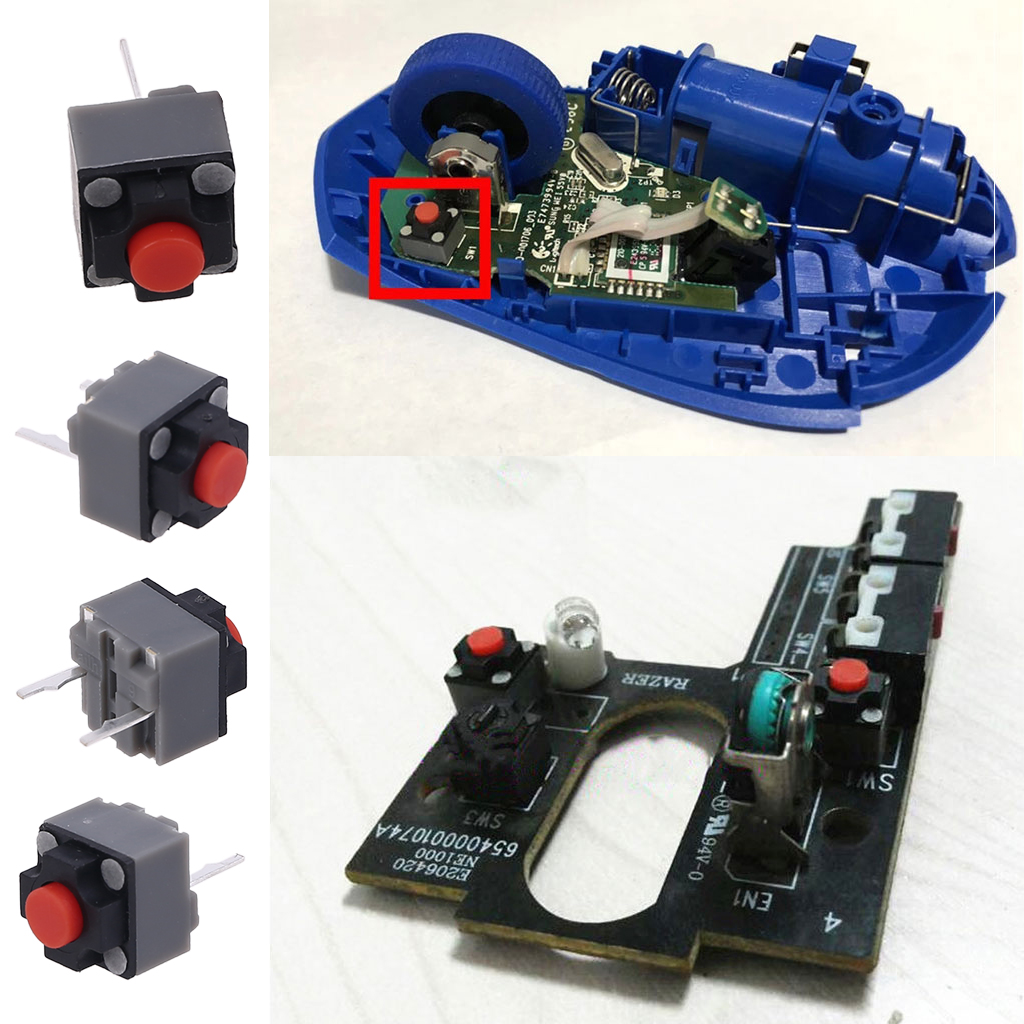 5pcs Micro Switch 6*6*7.3 mm Square Silent Switch Button Mouse DIP ...