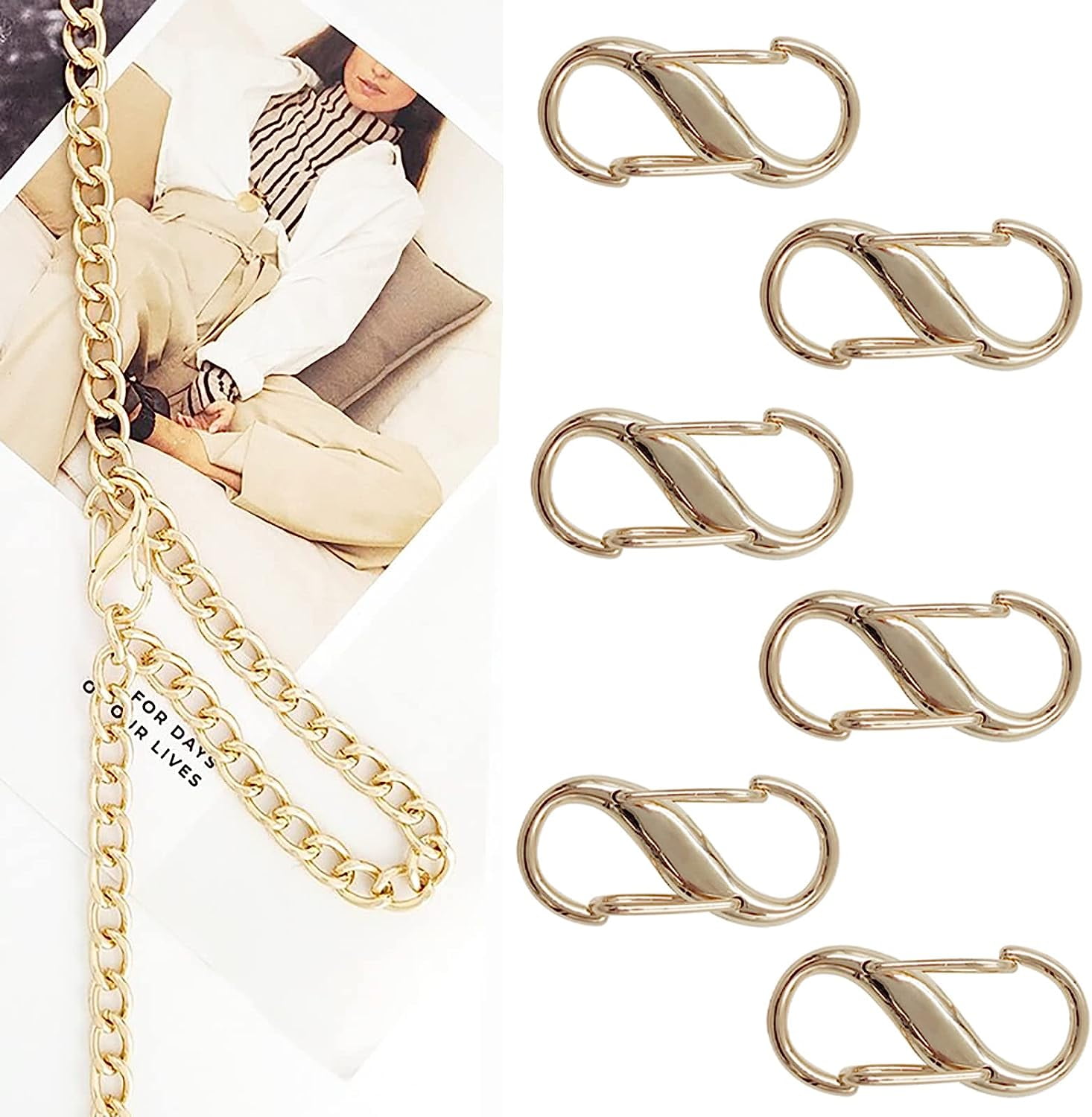 Metal Clip Buckles Hooks for Chain Strap Bag Length Shorten Clasps ...