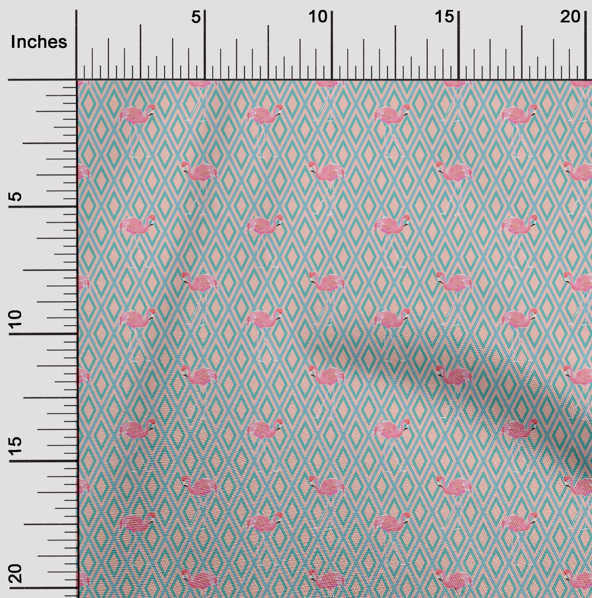 oneOone Organic Cotton Poplin Twill Fabric Geometric & Flamingo Bird ...
