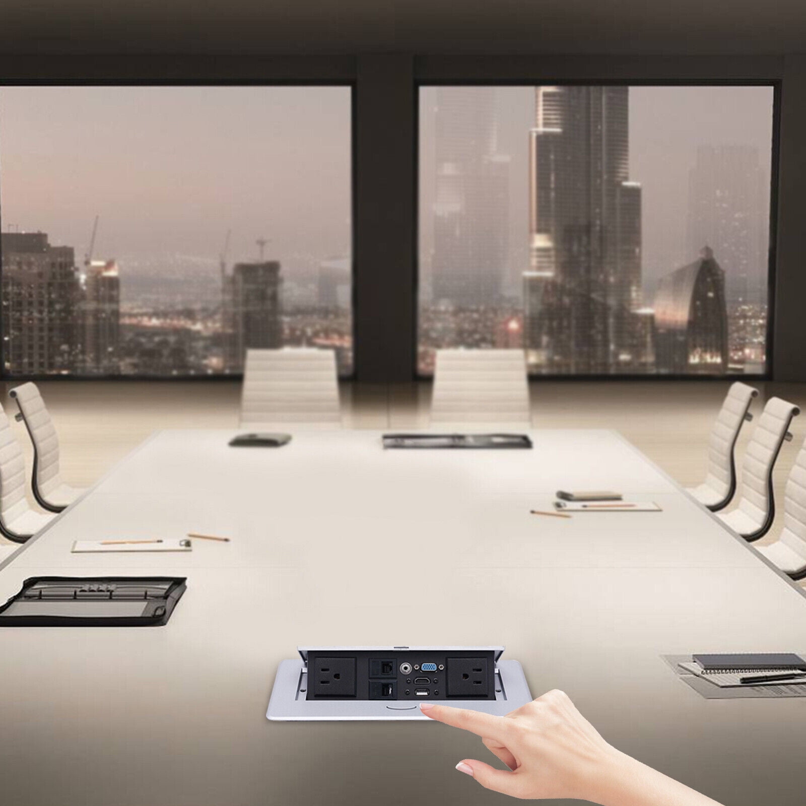 Pop-up Multi-functional Desktop Socket Worktop Recessed Dual Outlet USB ...