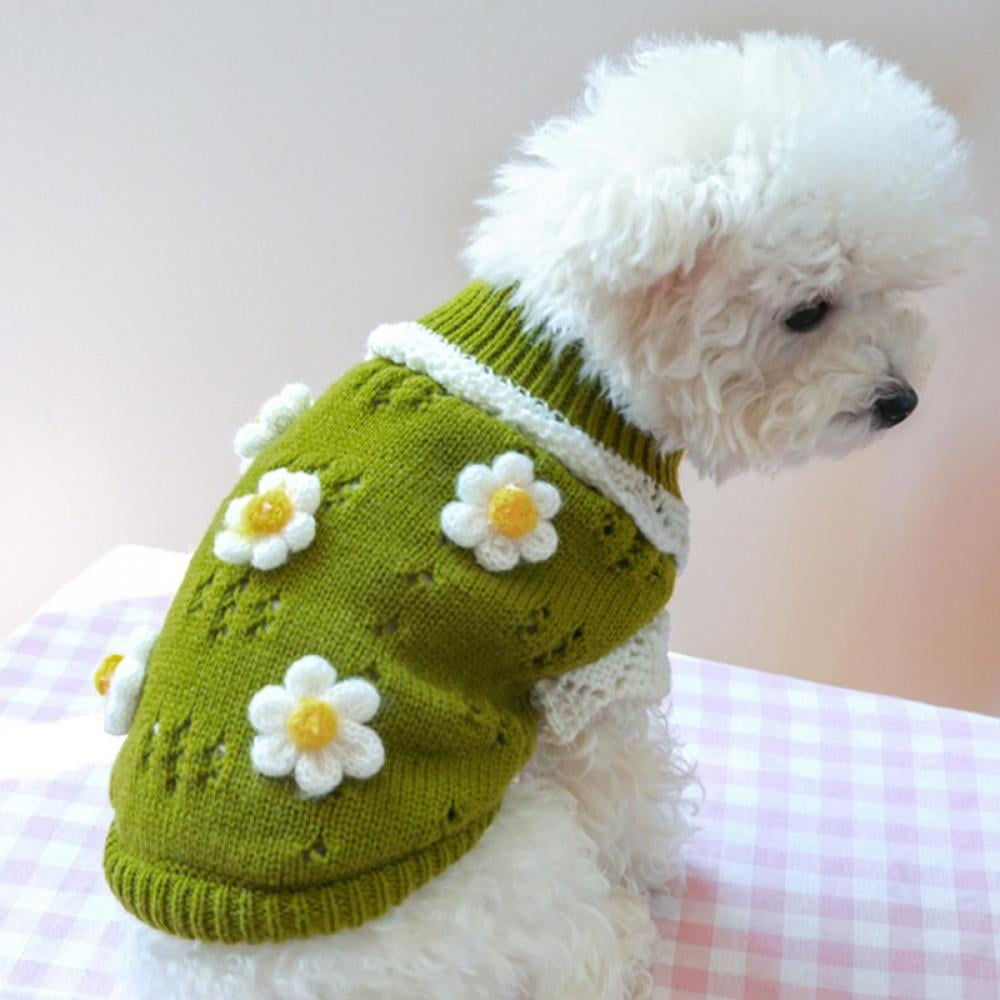 Small Pet Dog Sweater Winter Coat Dog Flowers Sweater Clothes Puppy Cat ...