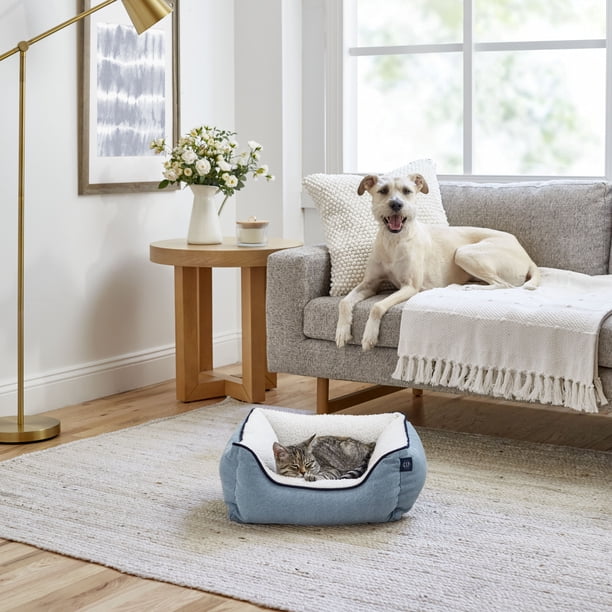 Gap Washed Denim Cuddler Pet Bed, Organic Cotton Cover with Polyester ...