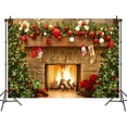 5 x 3 ft Merry Christmas Fireplace Theme Backdrop Merry Christmas Eve for Photography Backdrops ...