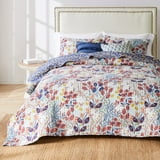 Perry Cotton-Rich Mid-Century Modern Botanical Print Quilt Set, 2-Piece ...