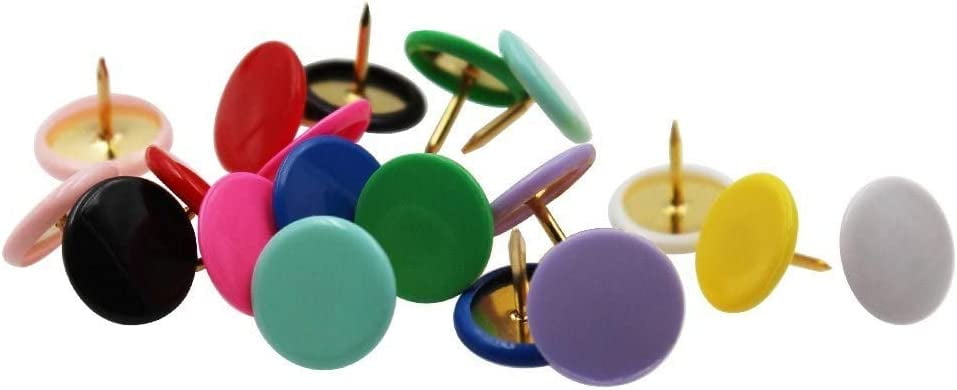 Colorful Push Pins, 3/8 Inch Plastic Coated Round Head with 5/16 Inch ...