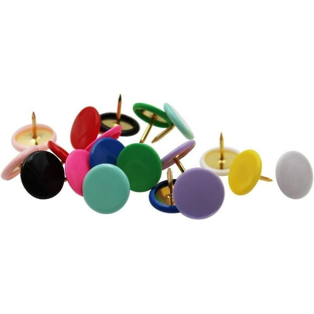 Colorful Push Pins, 3/8 Inch Plastic Coated Round Head with 5/16 Inch ...