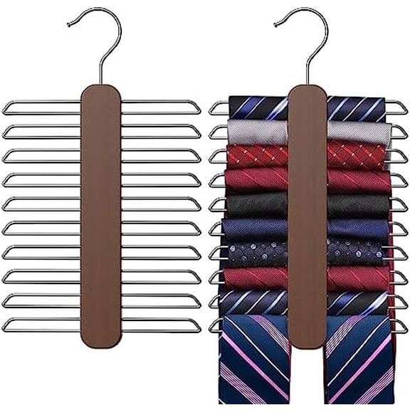 Tie Hanger,Tie Organizer for Closet 20 Storage Capacity,Wooden Necktie ...