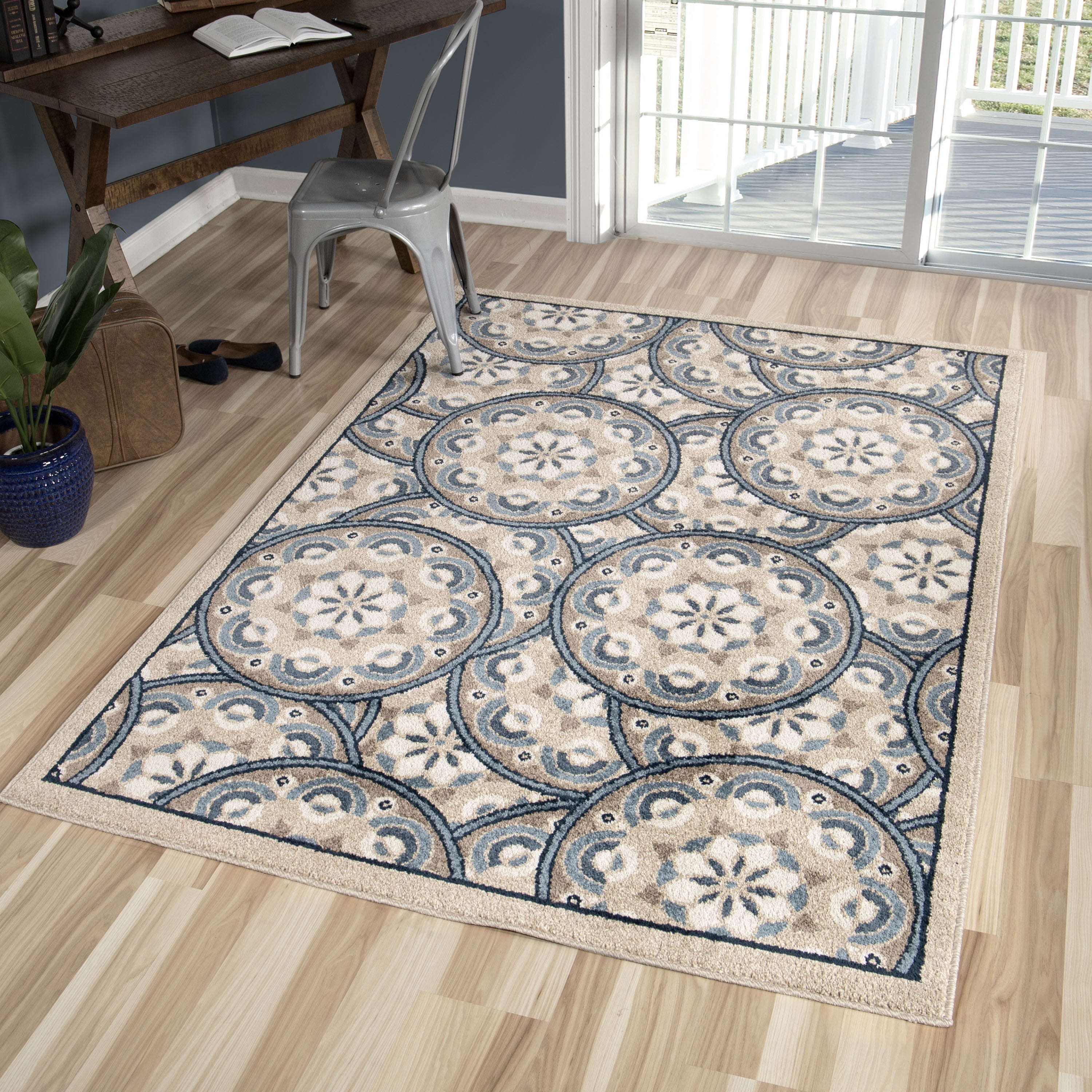 Better Homes & Gardens Blue Tokens Area Rug - Walmart.com